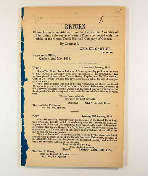 Brochure (Return in conclusion to an address from the Legislative ...