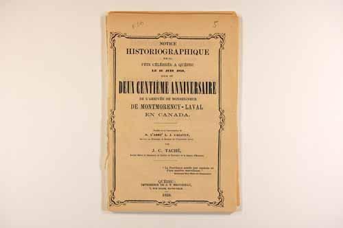 Brochure (Notice historiographique sur la fête célébrée à Québec le 16 ...