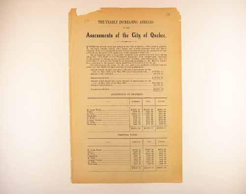 Brochure (The yearly increasing arrears of the assessments of the city ...