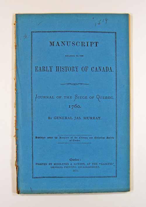 Brochure (Manuscript relating to the early history of Canada : journal ...