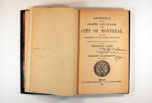 Livre (Appendix to the charter and by-laws of the city of Montreal ...
