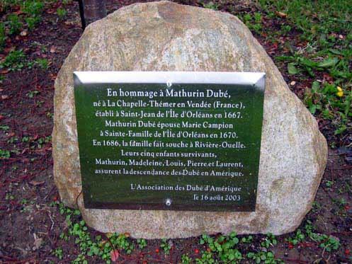 Plaque de Mathurin Dubé - Répertoire du patrimoine culturel du Québec