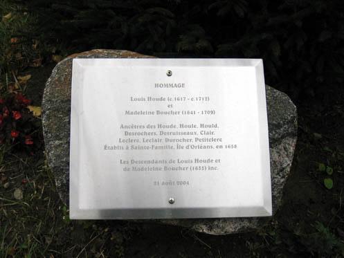Plaque de Louis Houde - Répertoire du patrimoine culturel du Québec