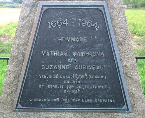 Plaque de Mathias Campagna et Suzanne Aubineau - Répertoire du ...