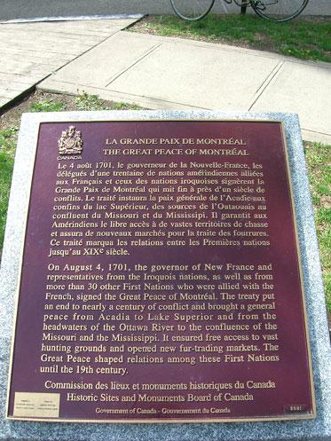 Plaque de la Grande Paix de Montréal - Répertoire du patrimoine ...
