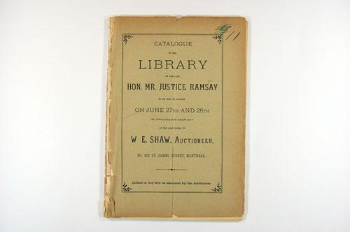Brochure (Catalogue of the library of the late Hon. Mr. Justice Ramsay ...