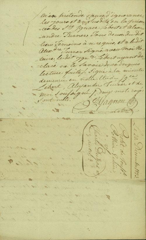 Document (Protêt par Toussaint Pothier à Charles Dugas, scieur au ...