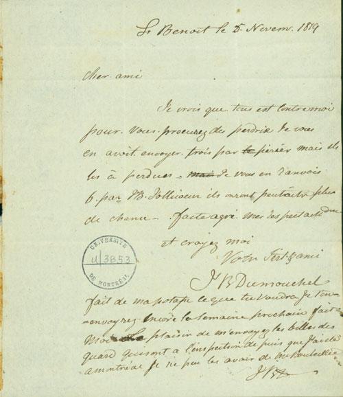 Document (Lettre de J.-B Dumouchel à Joseph Masson) - Répertoire du ...