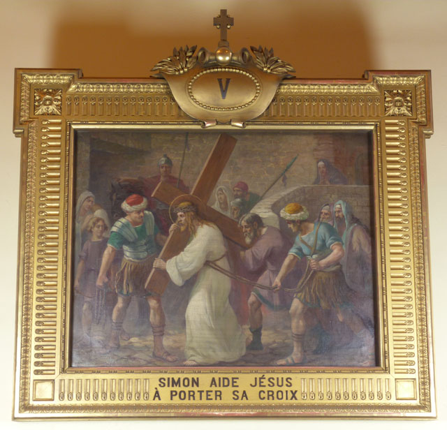 Station de chemin de croix (Simon aide Jésus à porter sa croix ...
