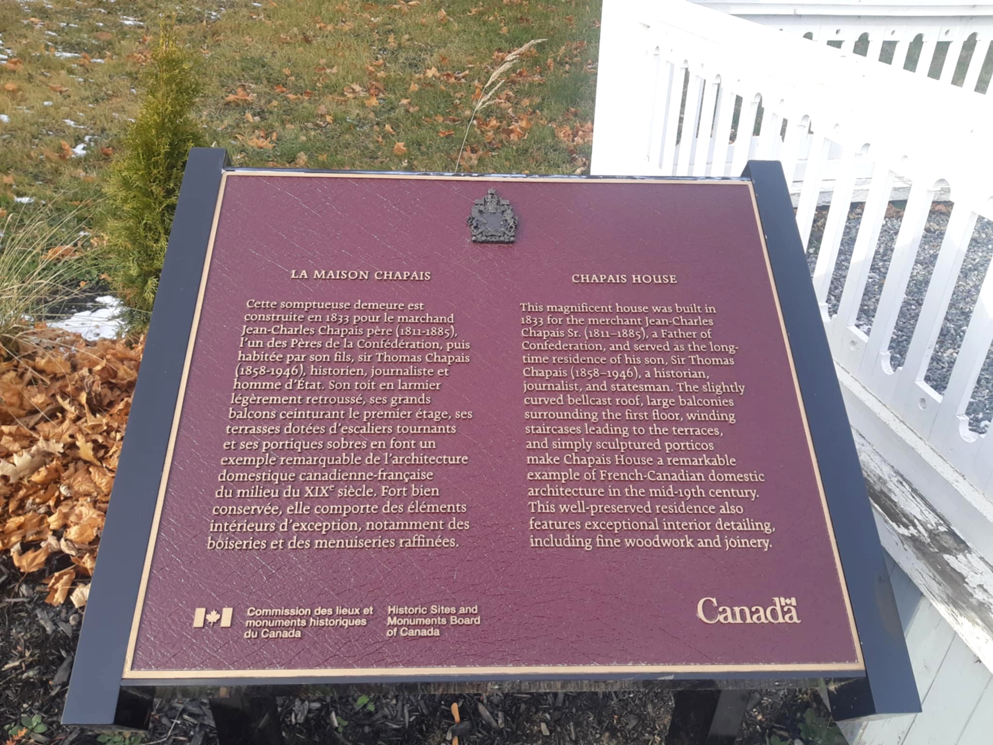 Plaque du lieu historique national de la Maison Chapais - Répertoire du ...